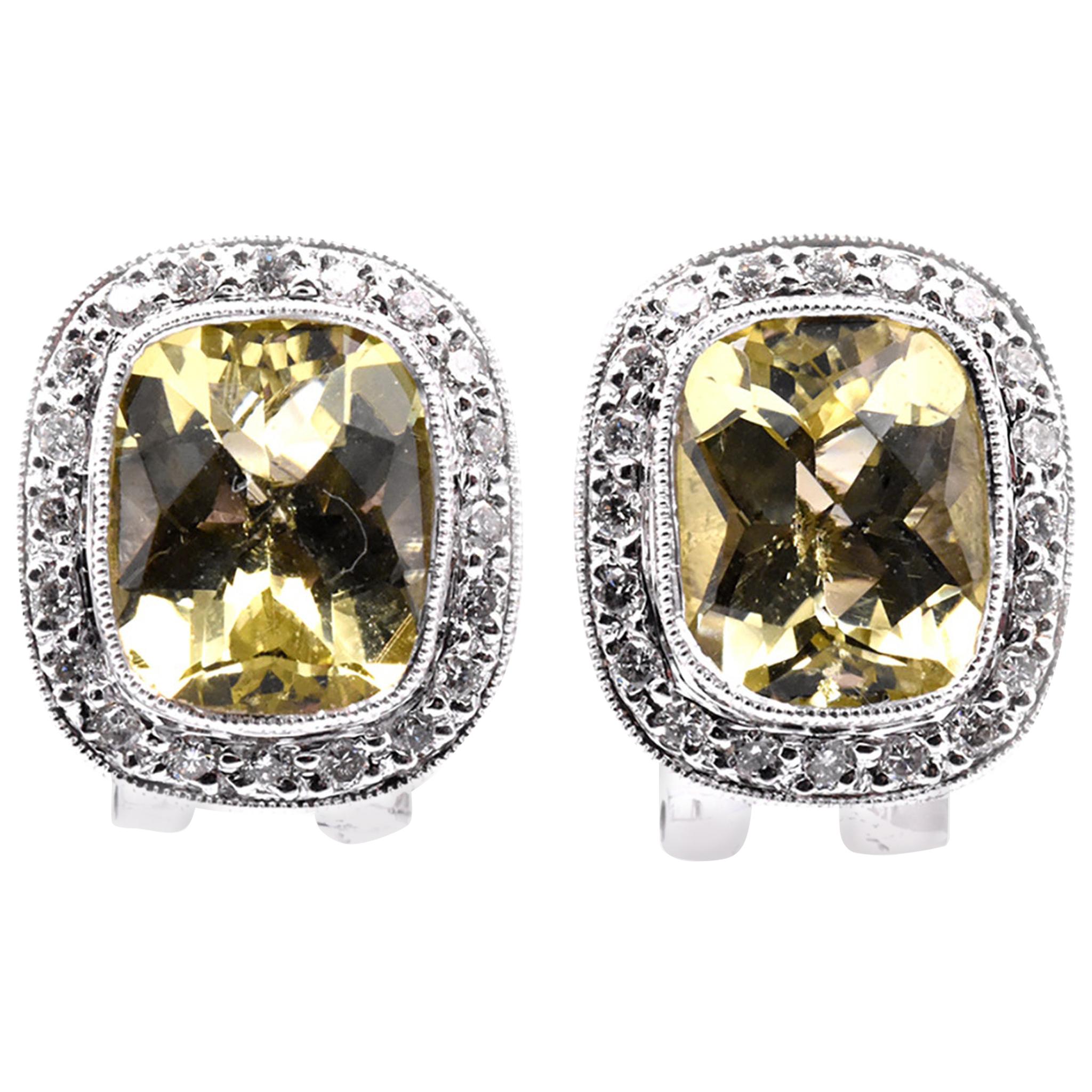 Art Deco Diamond Lemon Quartz and 18 Karat Rose Gold Pendant Earrings ...