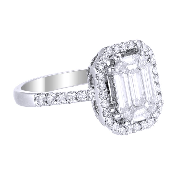 18 Karat White Gold Pie Cut Diamond Engagement Ring For Sale at 1stDibs