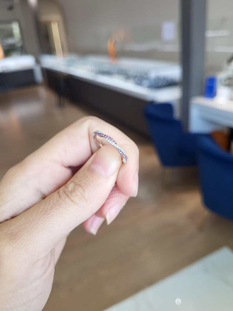 18 Karat White Gold Pink Sapphire and Diamond Infinity Eternity Band ...