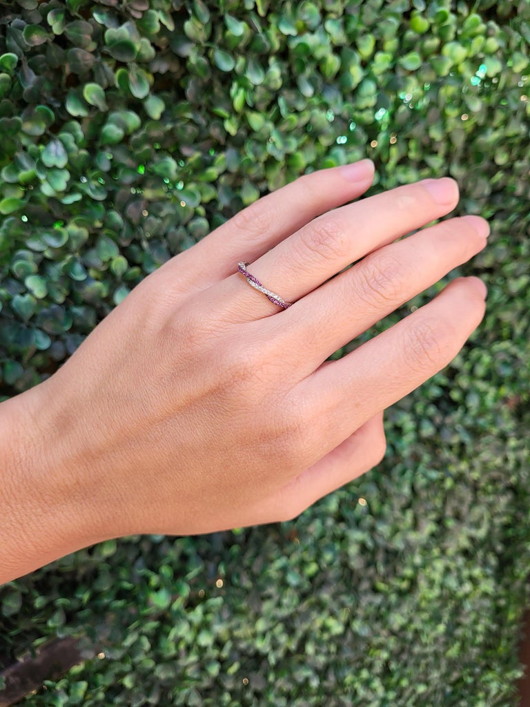 18 Karat White Gold Pink Sapphire and Diamond Infinity Eternity Band ...