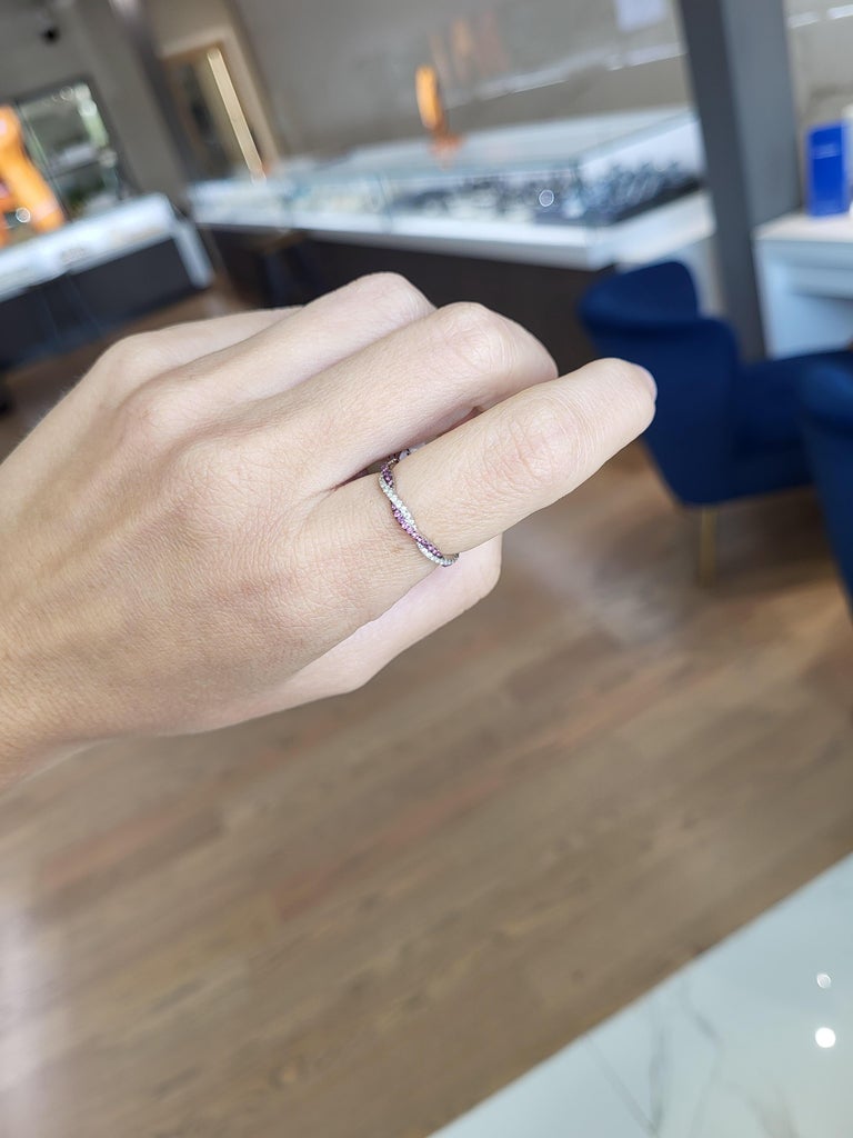 18 Karat White Gold Pink Sapphire and Diamond Infinity Eternity Band ...