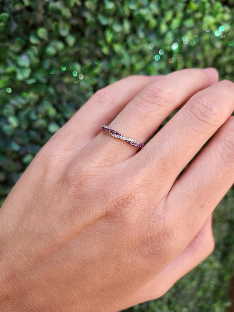 18 Karat White Gold Pink Sapphire and Diamond Infinity Eternity Band ...