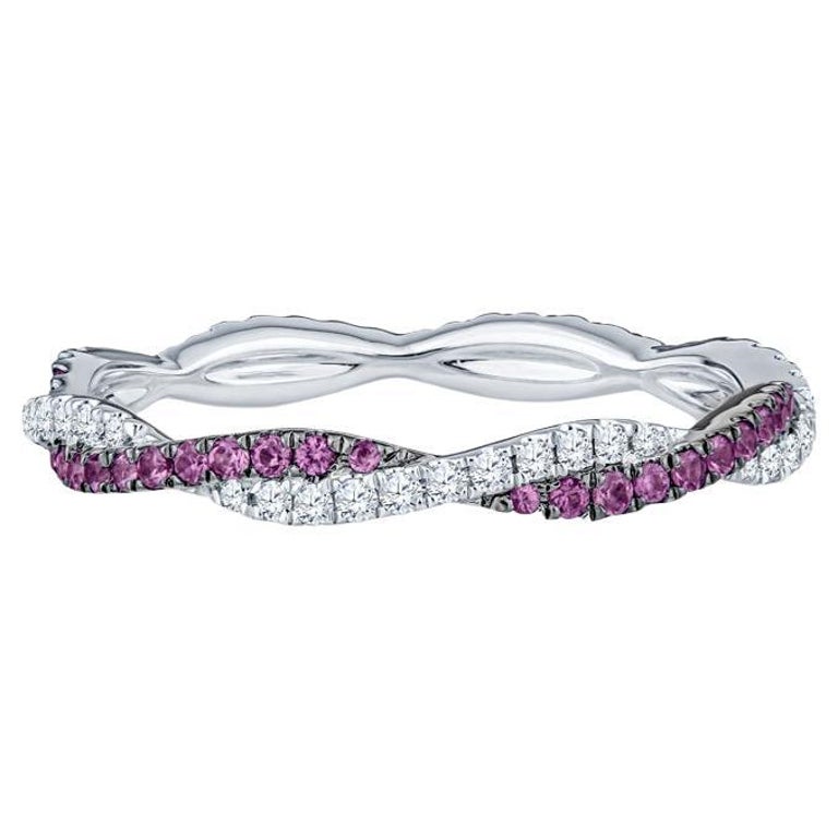 18 Karat White Gold Pink Sapphire and Diamond Infinity Eternity Band ...