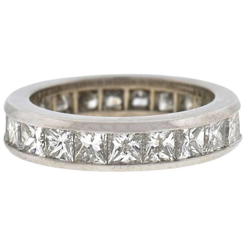 18 Karat Double Row Princess Cut Diamond Eternity Band For Sale at ...