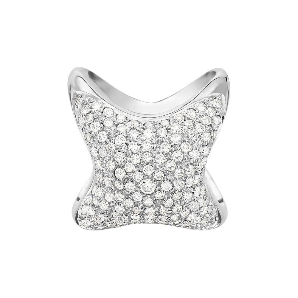 18 Karat White Gold Diamond Pave Ring Pinky Unisex For Sale at 1stDibs ...