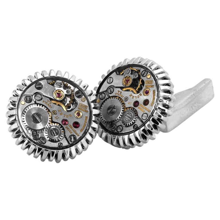 18 Karat White Gold Rolex Movements Cufflinks For Sale at 1stDibs