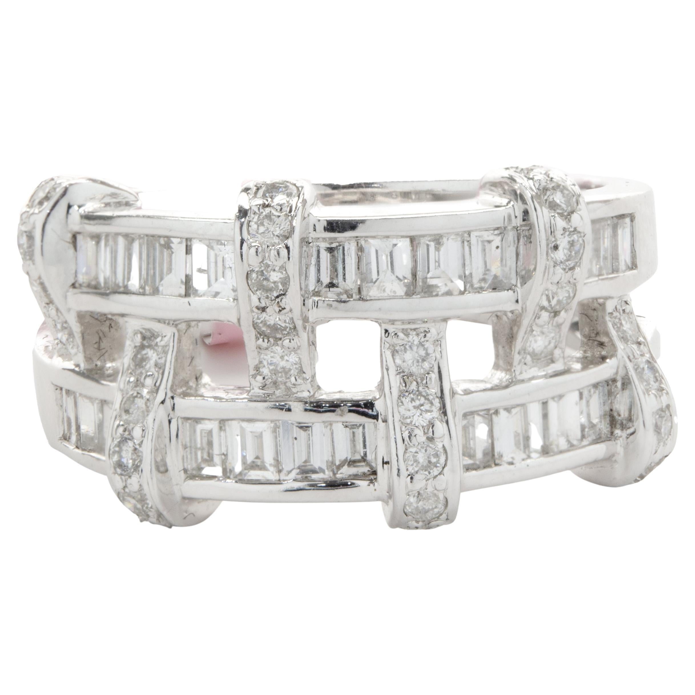 Cellini Baguette Cut and Round Brilliant Diamond Ring, 18 Karat Gold ...