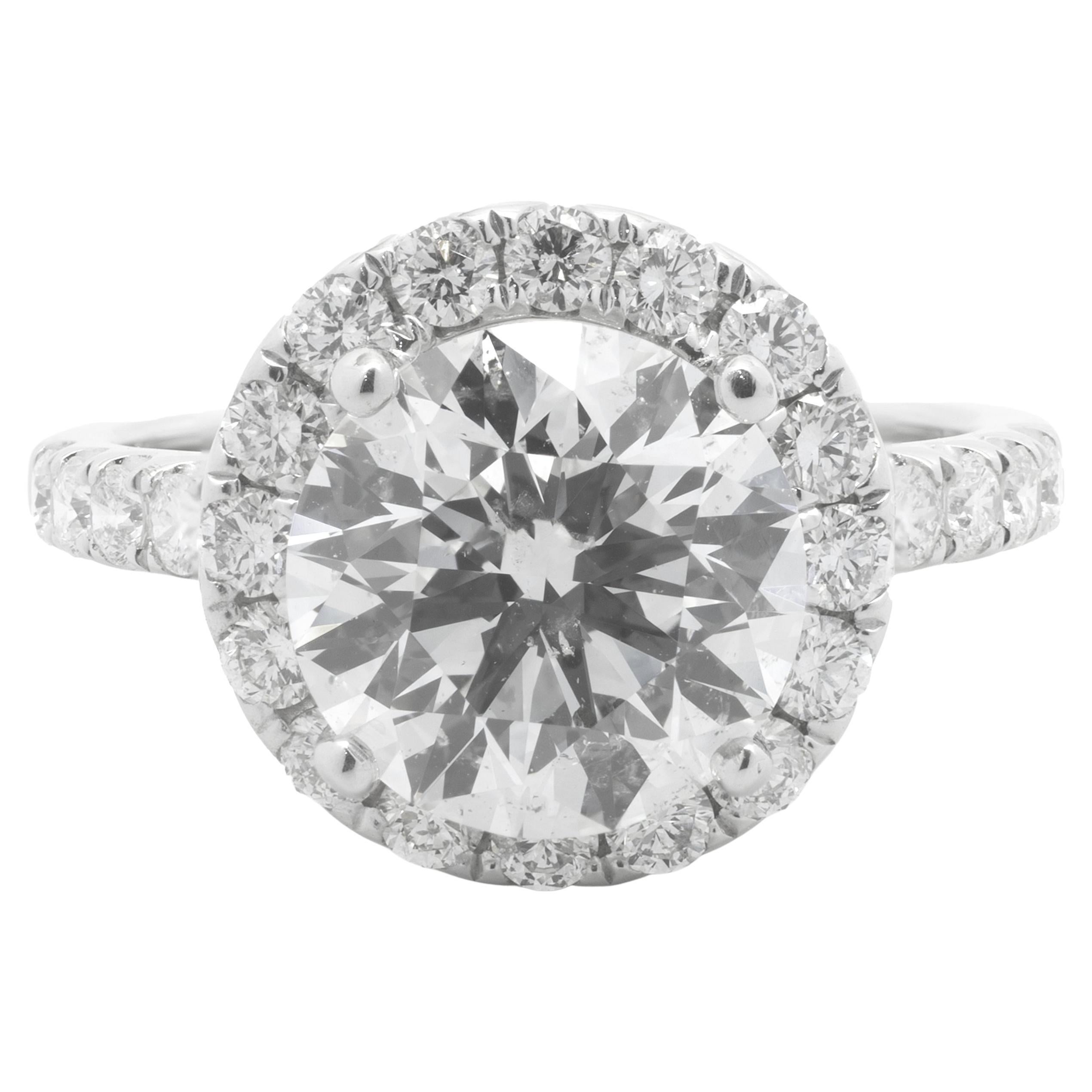 Tension Set Round Brilliant Cut Diamond Engagement Ring at 1stDibs