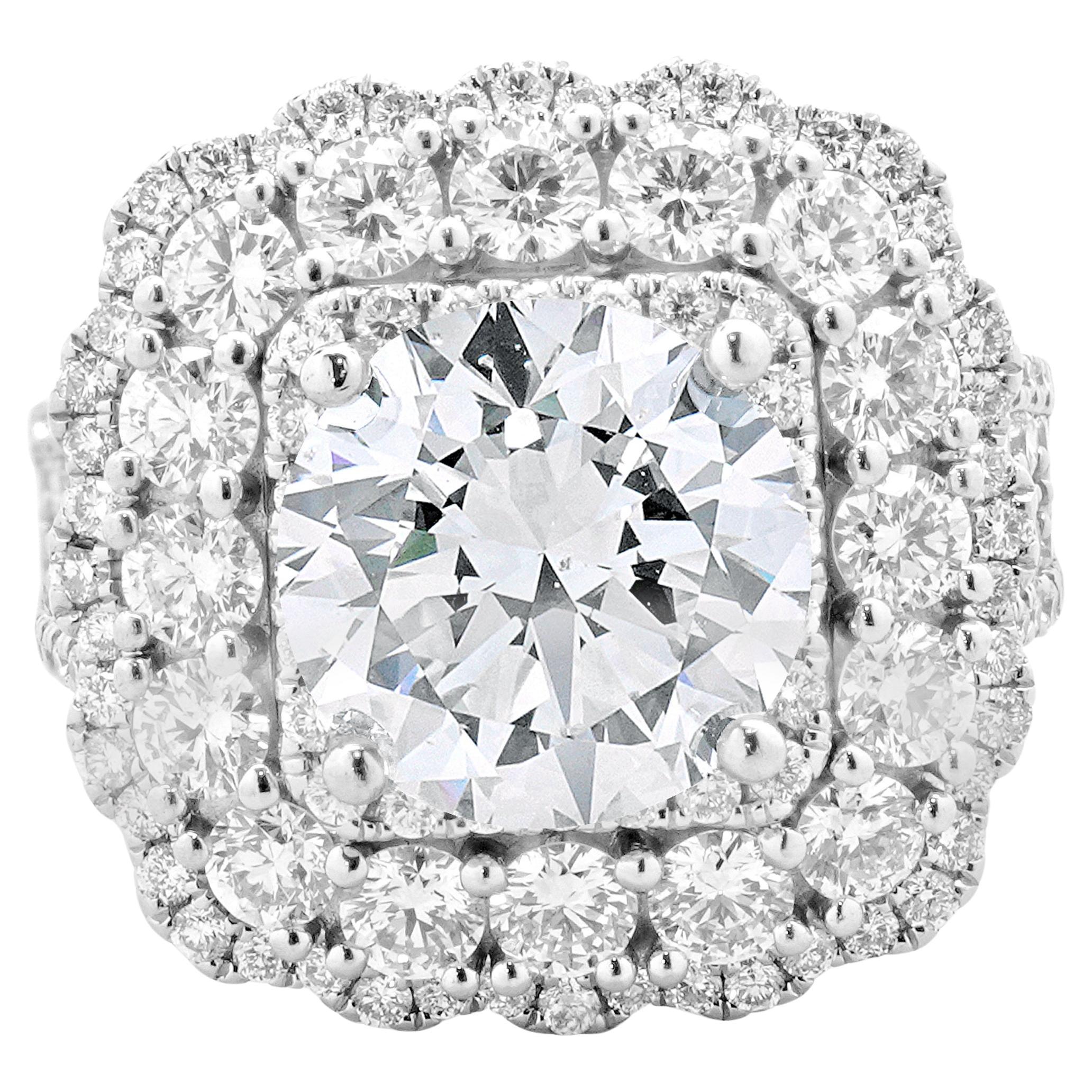 18 Karat White Gold Round brilliant Cut Diamond Engagement Ring For ...