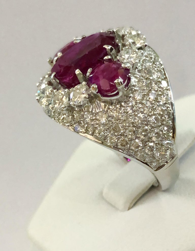 18 Karat White Gold Ruby and Diamond Ring For Sale at 1stDibs