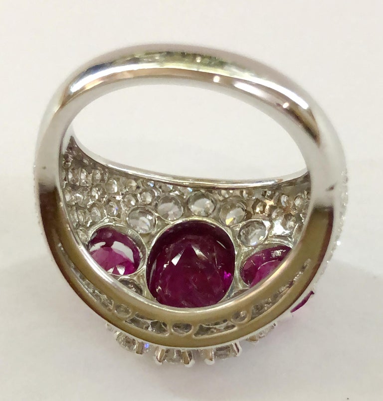 18 Karat White Gold Ruby and Diamond Ring For Sale at 1stDibs