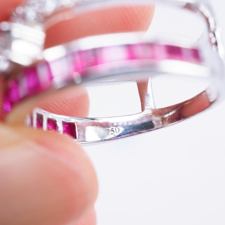 18 Karat White Gold Ruby and Diamond Ruby Row Ring For Sale at 1stDibs