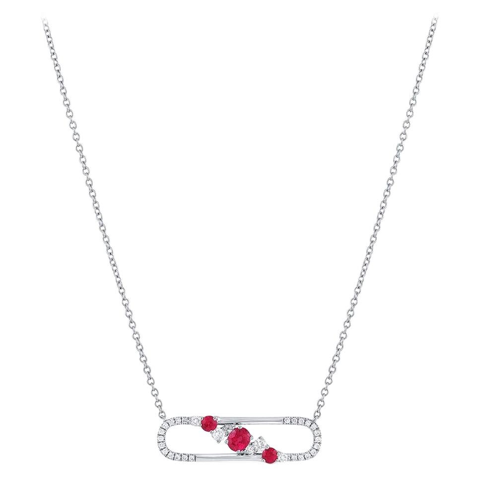 Antique Ruby and Diamond Bar Pin Necklace Conversion at 1stDibs