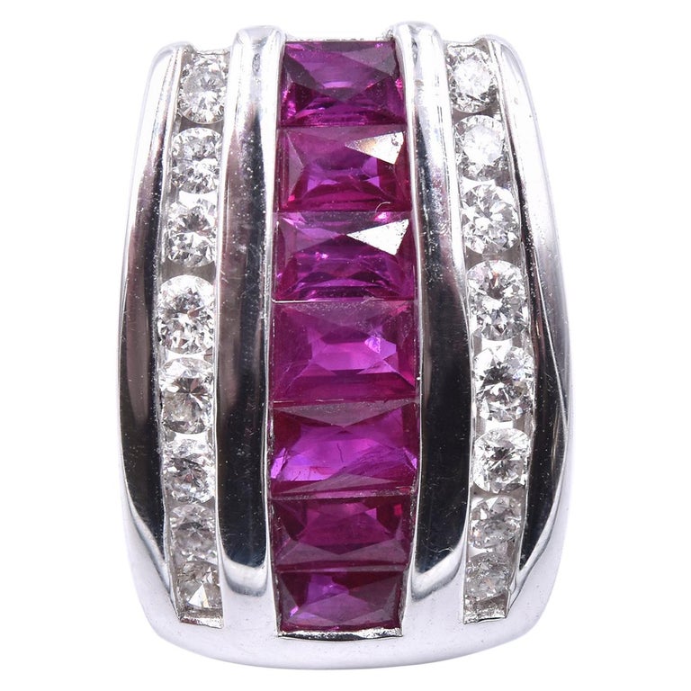 18 Karat White Gold Ruby and Diamond Slide Pendant For Sale at 1stDibs