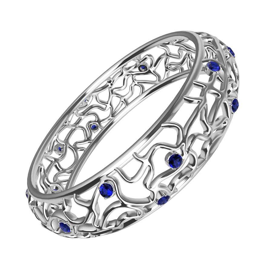 18 Karat White Gold Sapphire Synergistic Bangle For Sale at 1stDibs