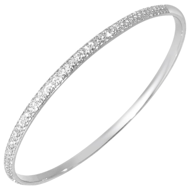 18 Karat White Gold Slip-On Bangle with 405 Round Diamonds 3.10 Carat ...
