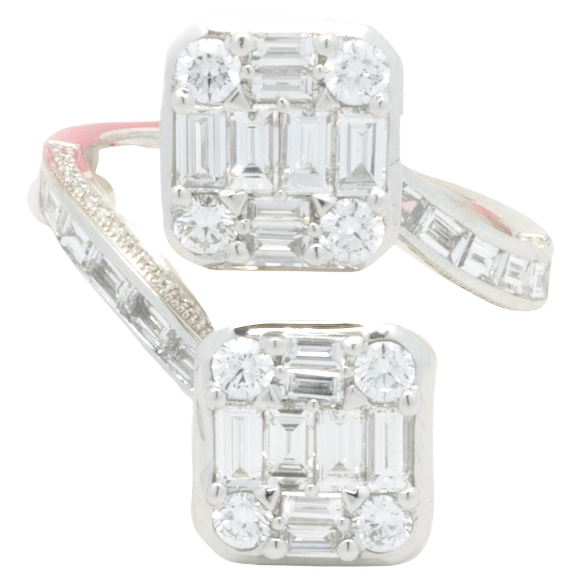 18 Karat White Gold Deco Style Mosaic Set Diamond Ring For Sale at 1stDibs