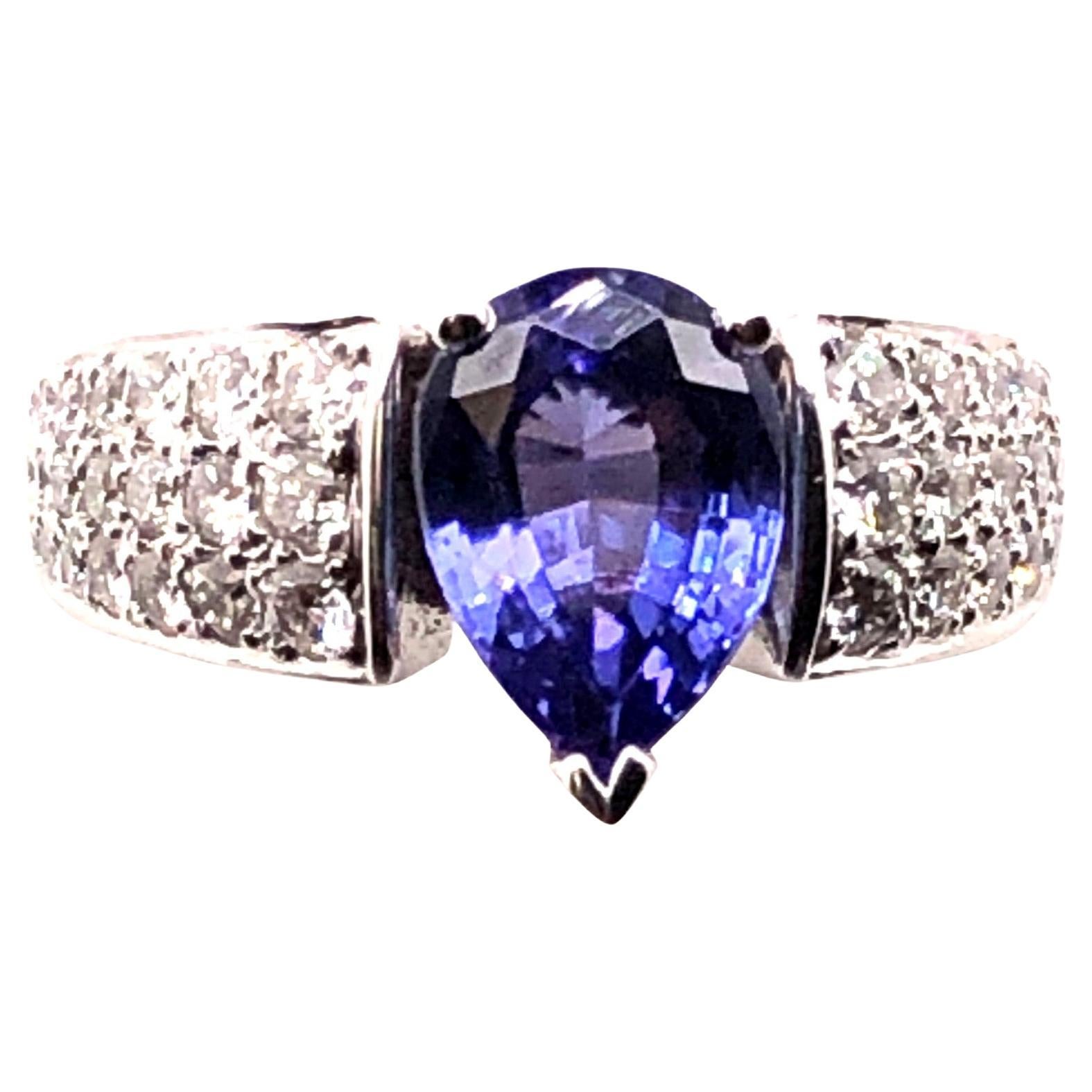 Tanzanite Zircon Diamond 18 Karat White Gold Ring For Sale at 1stDibs