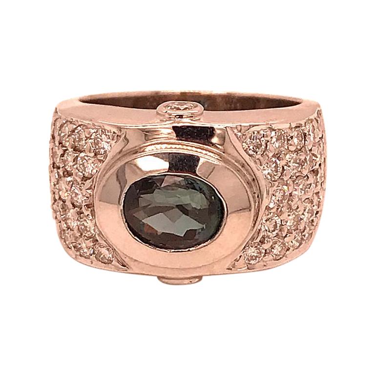 18 Karat Weißgold Grüner Hamilton Ring mit dicker Pavé-Diamant 2 Karat ...