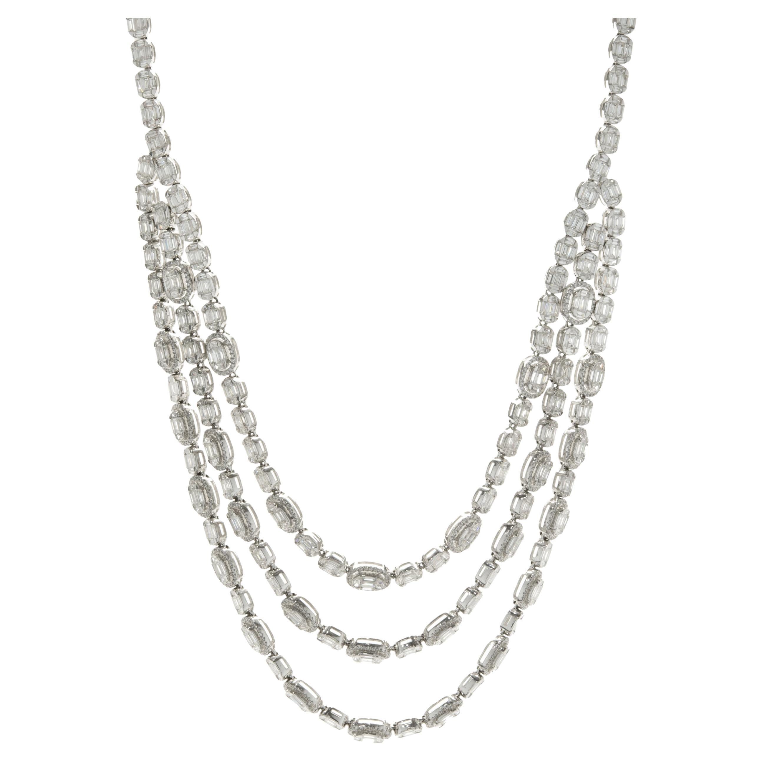 18 Karat Baby Blue Topaz and Diamond Layered Drop Necklace, Powder Blue ...