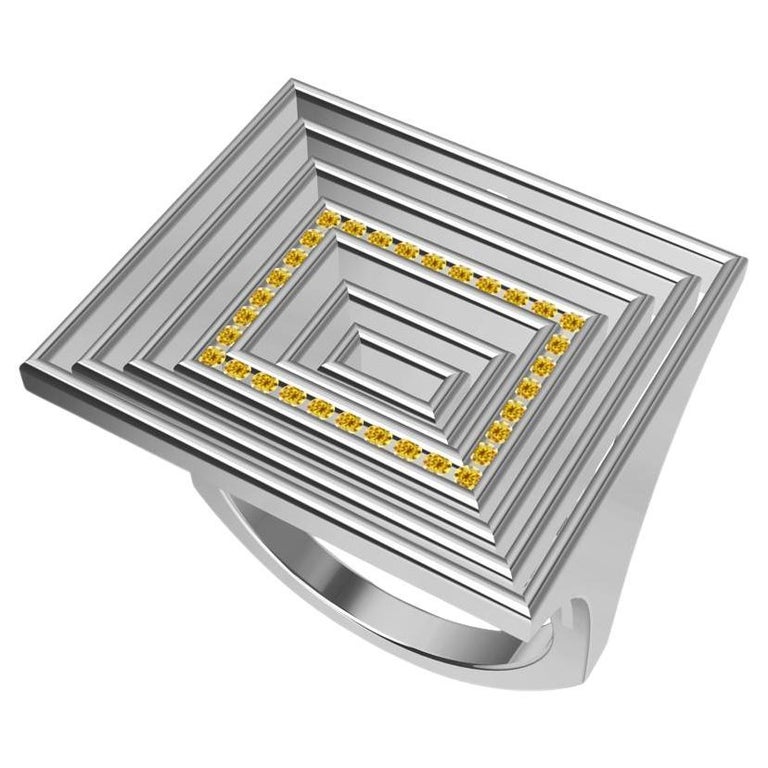 Customizable 18 Karat White Gold Vivid Yellow Diamonds Rectangle ...