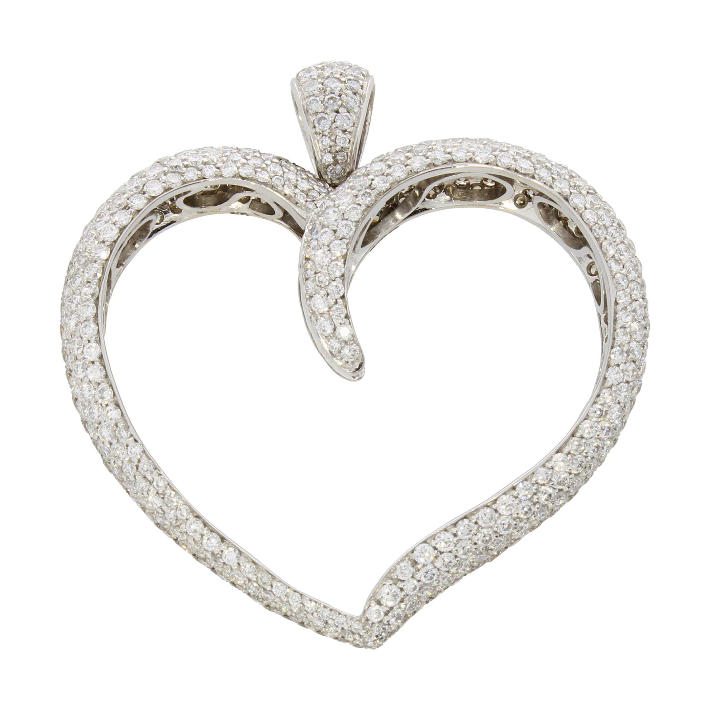 10 Karat Rose Gold Champagne and White Diamond Heart Pendant For Sale ...