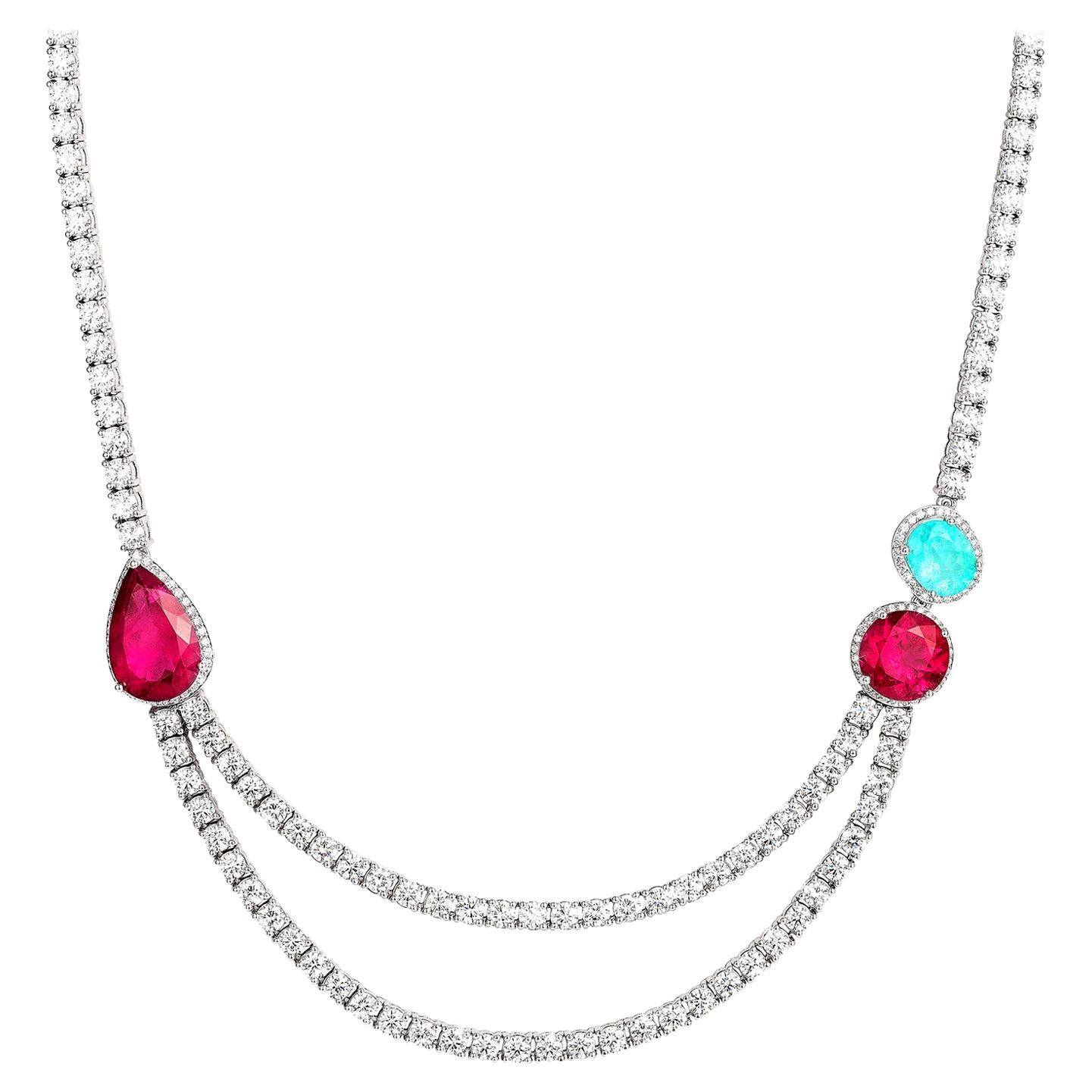 Favero Pink Tourmaline and Diamond Necklace at 1stDibs