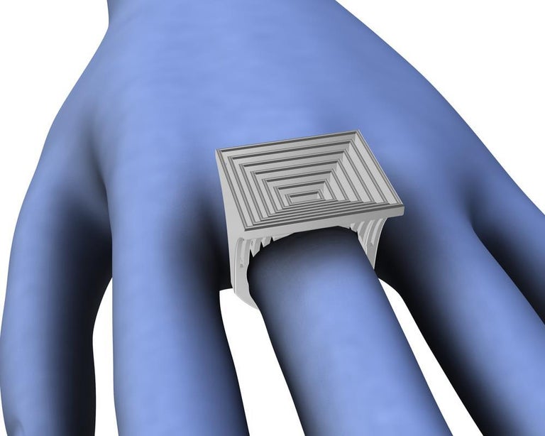 Customizable 18 Karat White Gold Women's Rectangle Rows Ring For Sale ...