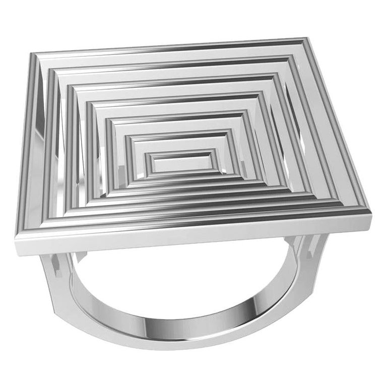 Customizable 18 Karat White Gold Women's Rectangle Rows Ring For Sale ...