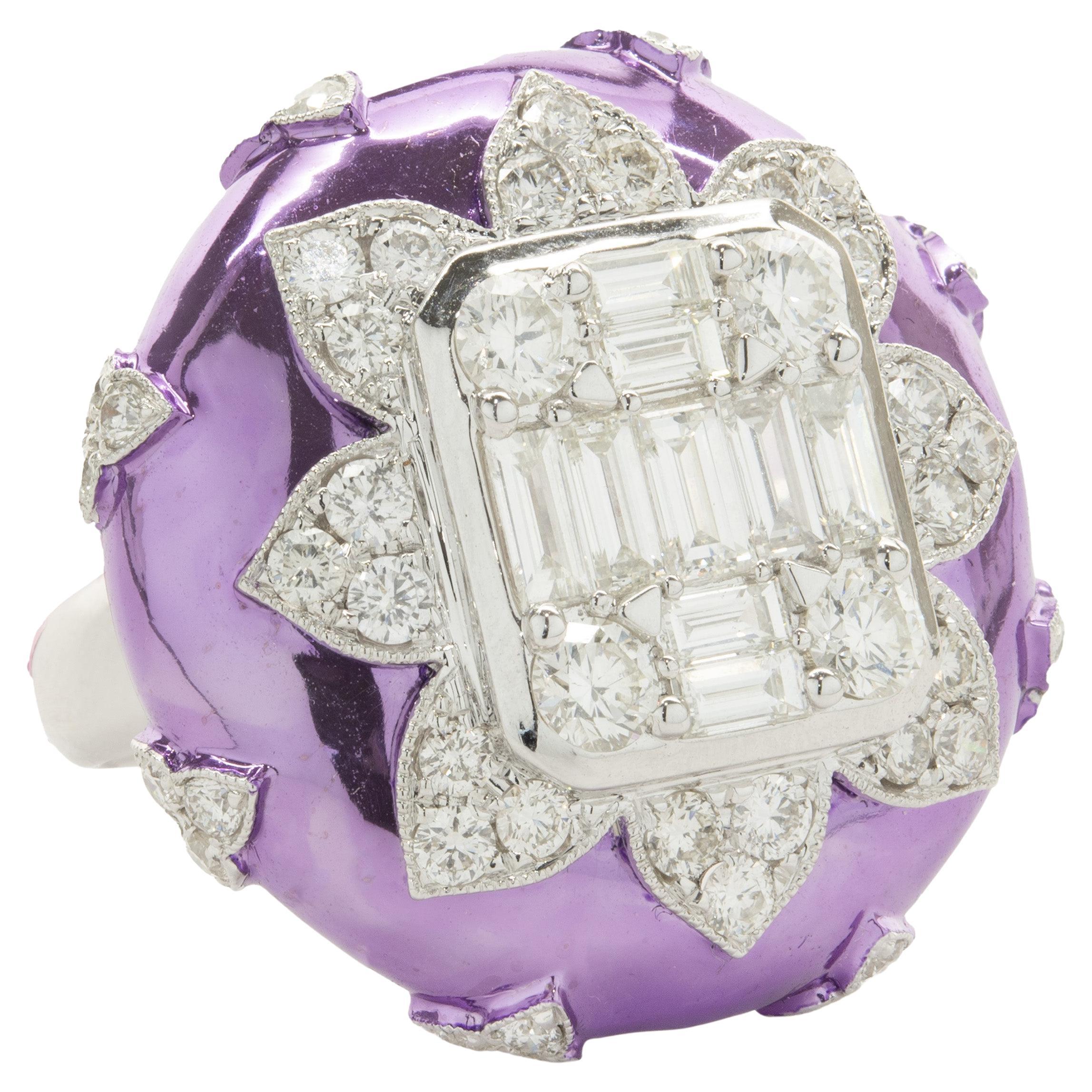 18 Karat White Gold Mosaic Set Diamond Purple Fusion Ring For Sale at ...