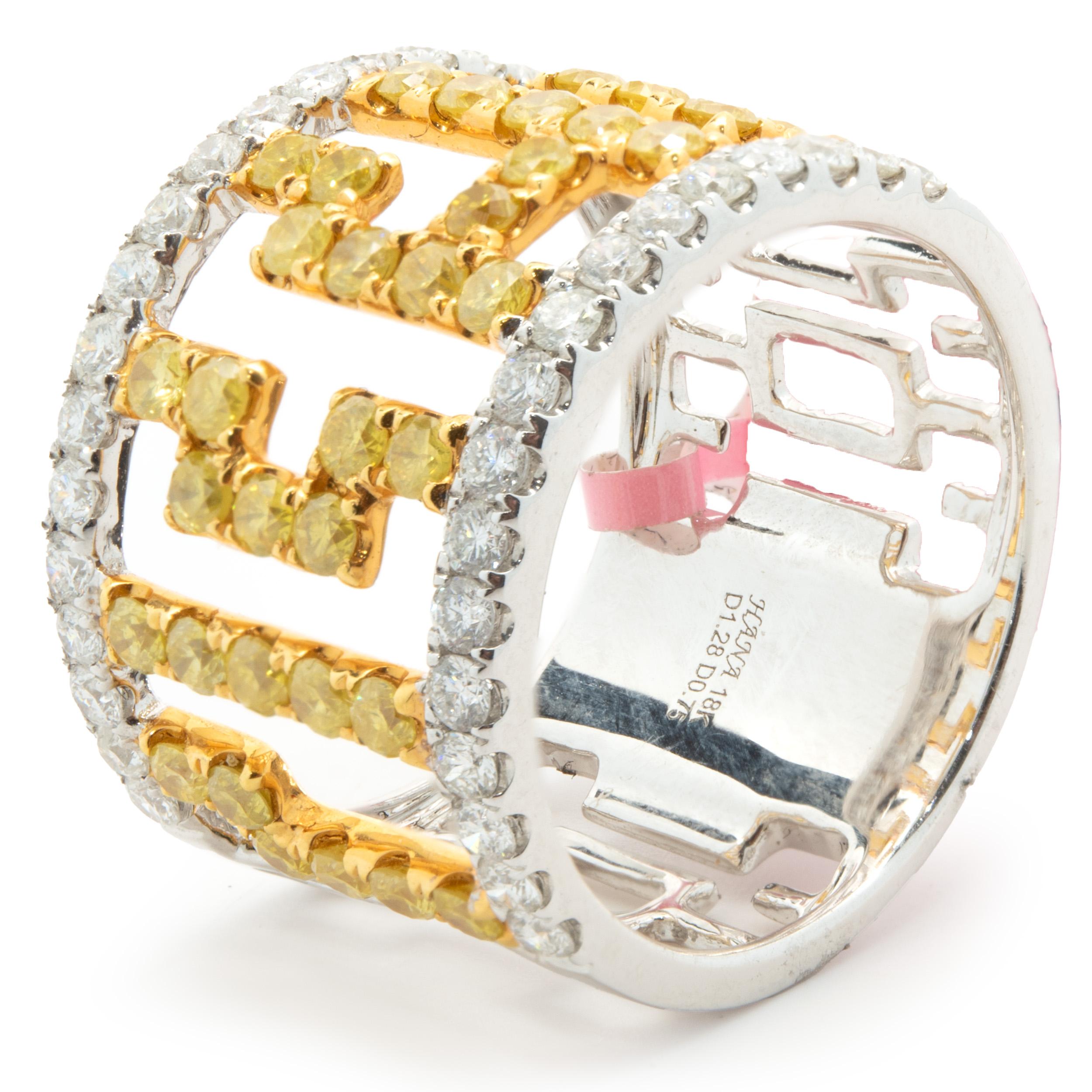 18 Karat White and Yellow Gold Fancy Yellow and White Diamond Cut Out ...