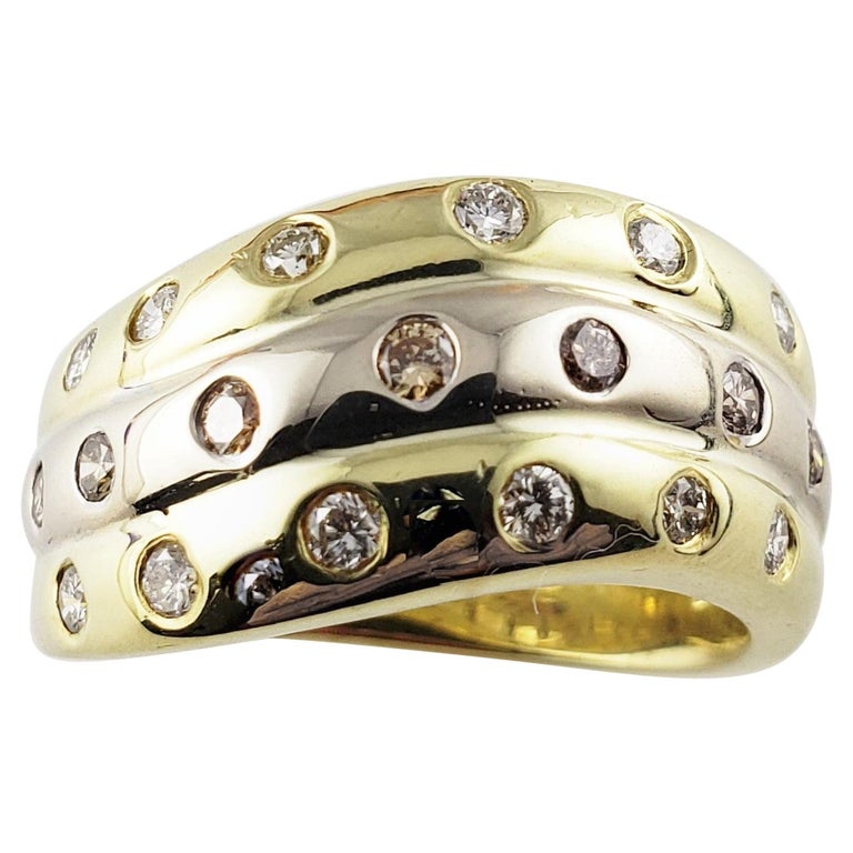18 Karat Yellow and Rose Gold and Diamond Band Ring For Sale at 1stDibs