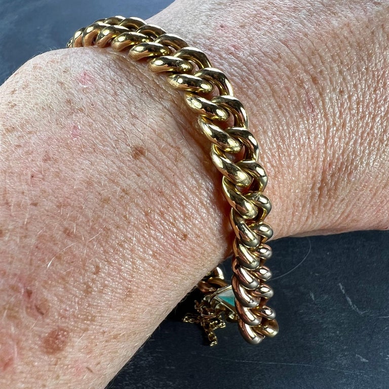 18 Karat Yellow and Rose Gold Curb Link Bracelet For Sale at 1stDibs