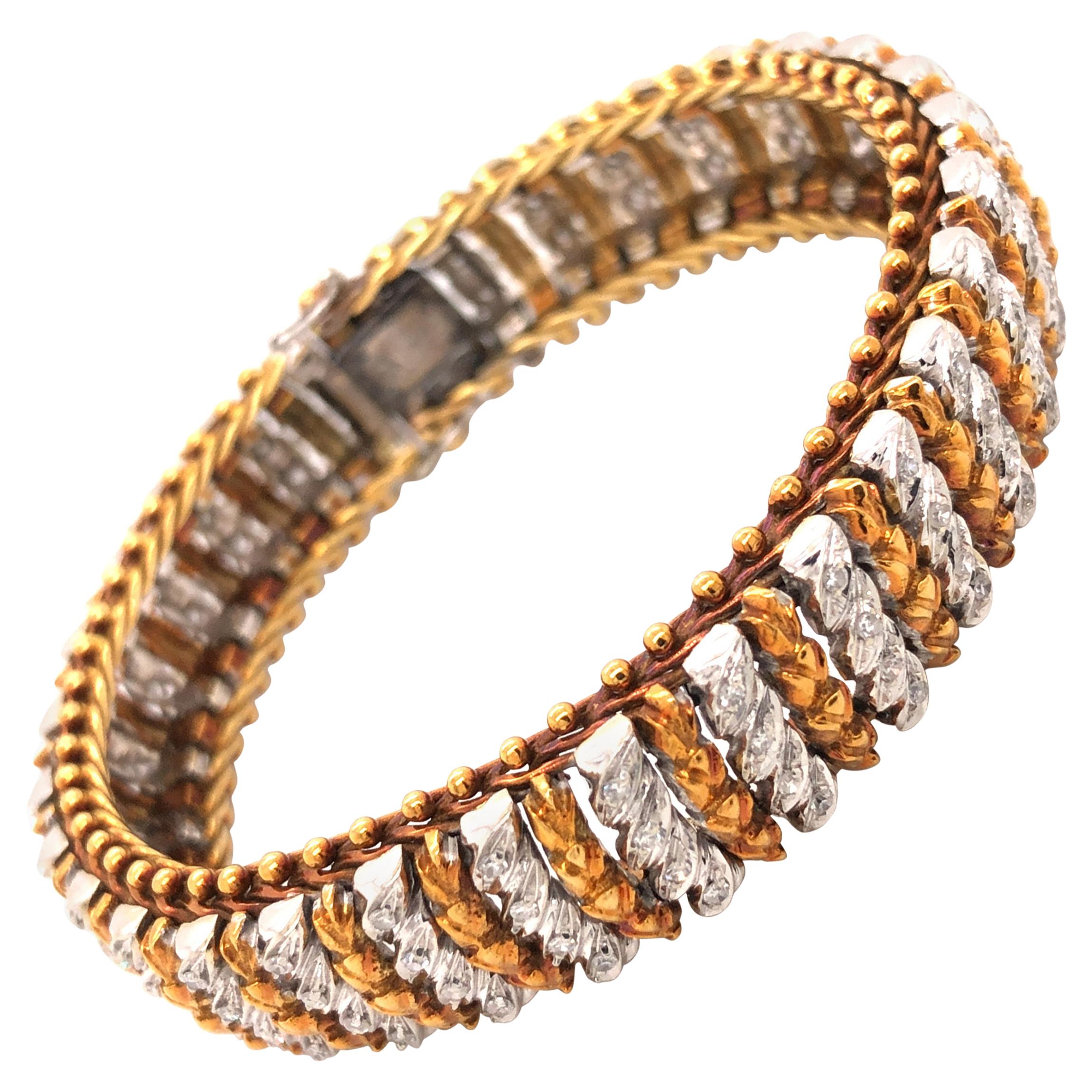 Diamond And 18 Karat White Gold Bracelet On Rubber Strap At 1stDibs