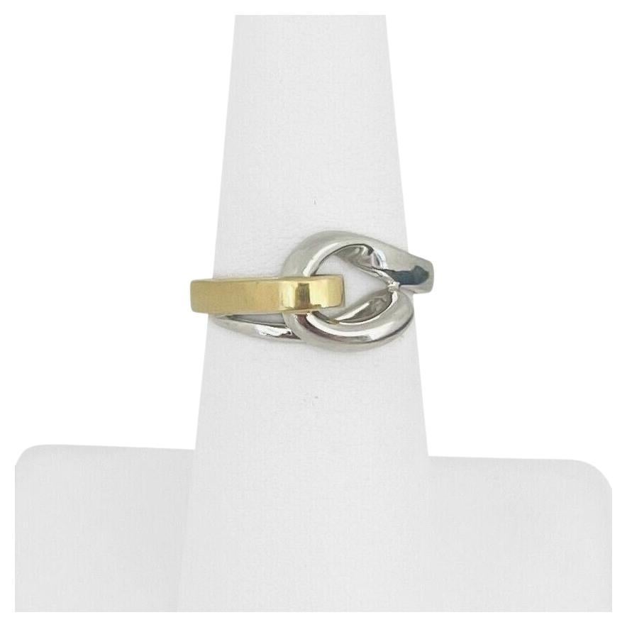 1970s Garavelli Interlocking Ovals Ring in 18 Karat Yellow and White ...