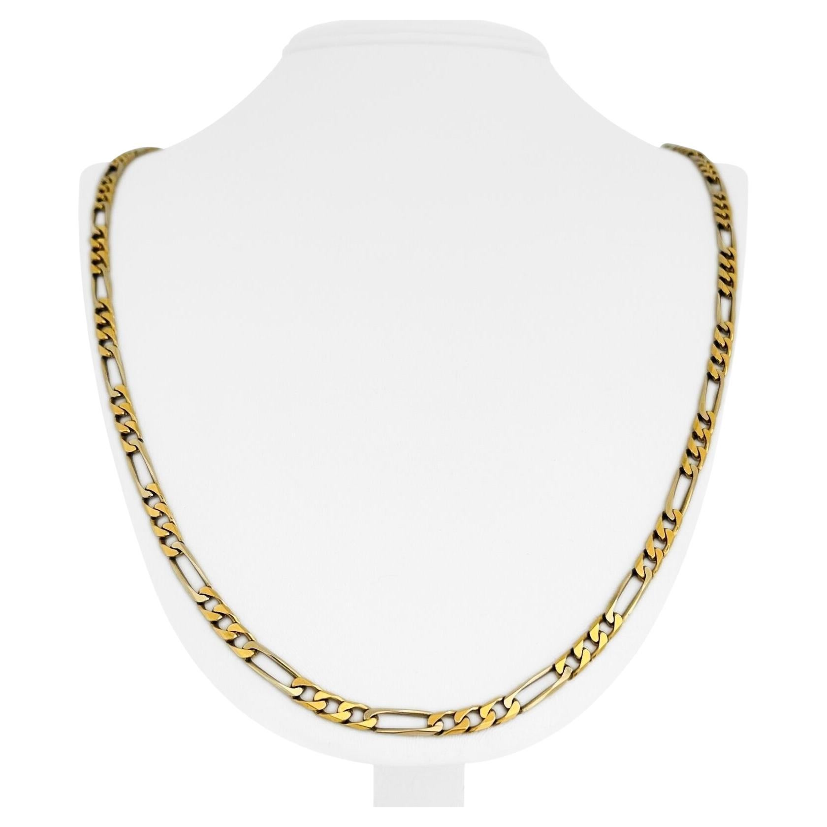 18 Karat Yellow Gold Solid Heavy Figaro Link Chain Necklace For Sale at ...