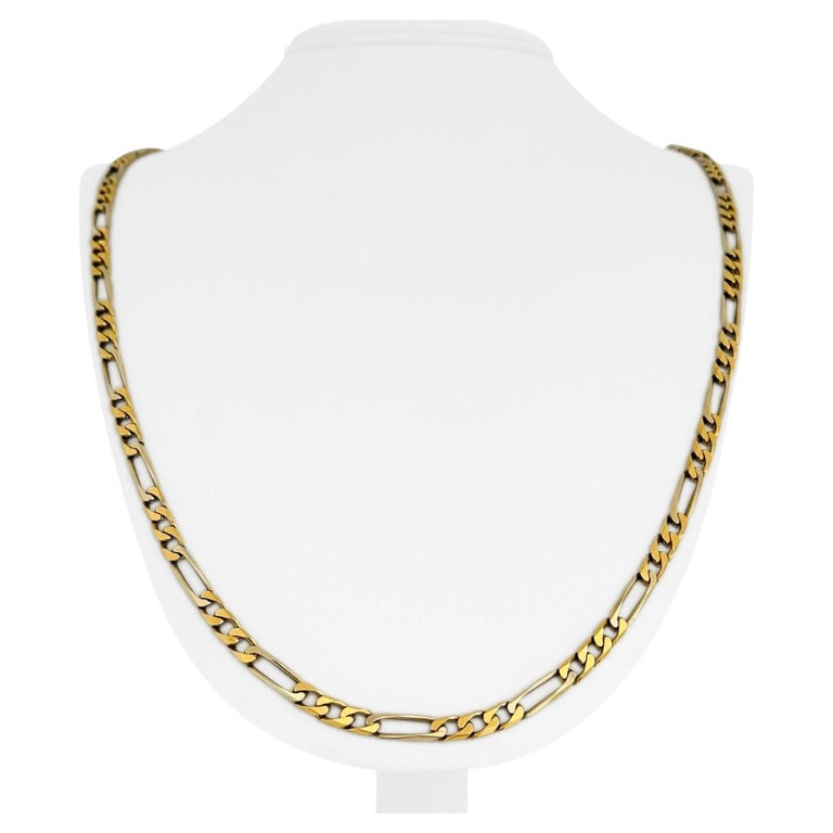 18 Karat Yellow and White Gold Solid Figaro Link Chain Necklace, Italy ...