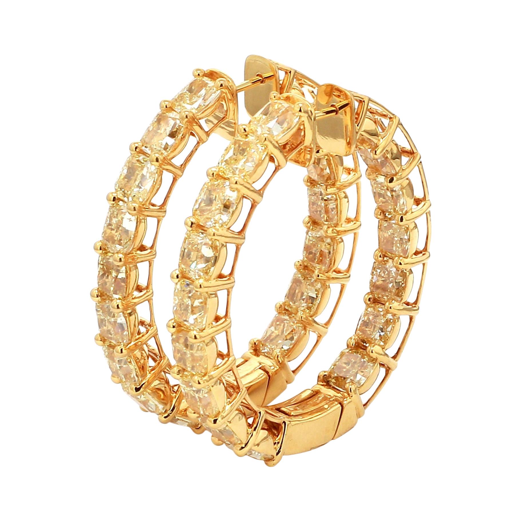 Fancy Yellow Diamond Hoop Earrings at 1stDibs