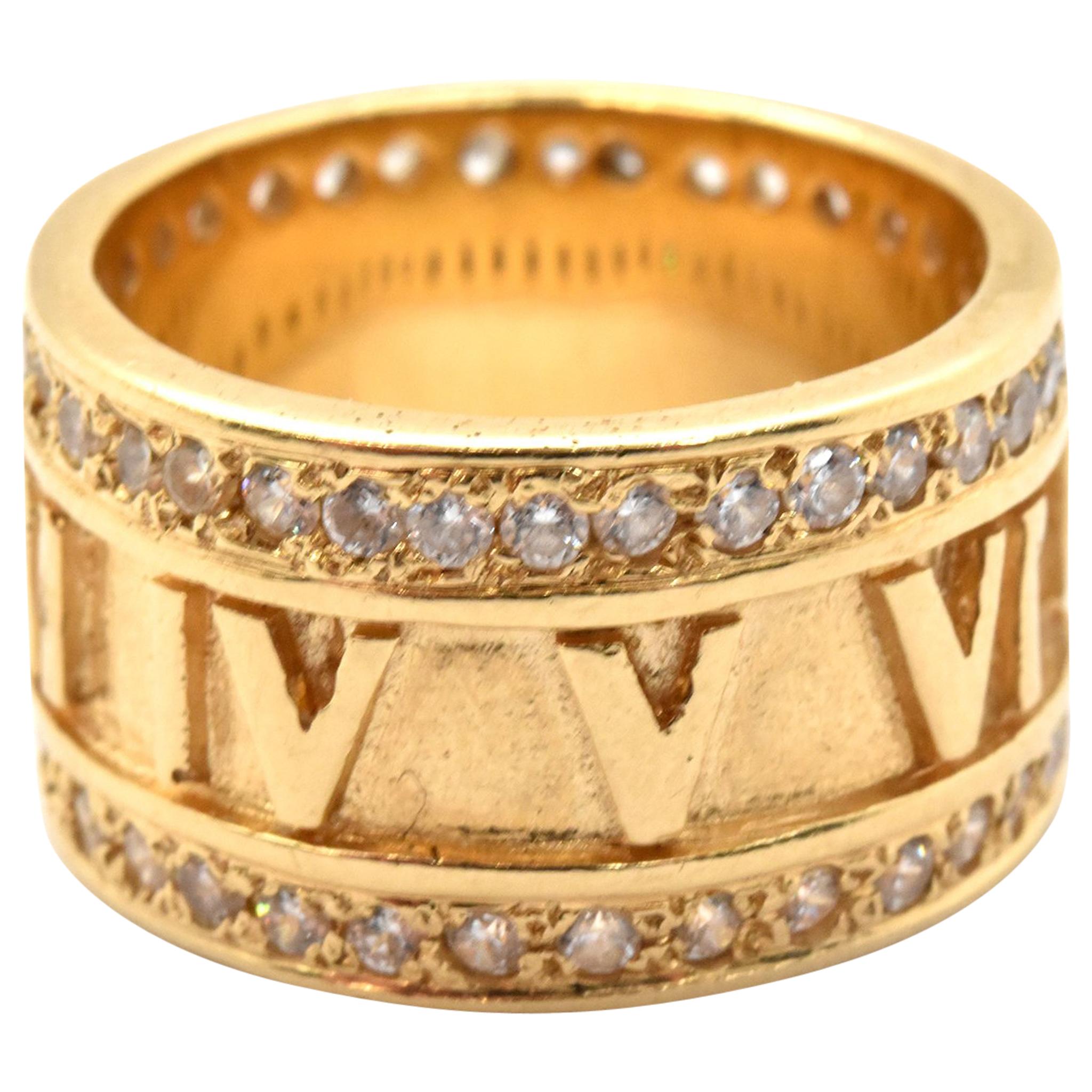 Designer John Christian 1965 14 Carat Gold Roman Numerals Stack Band ...
