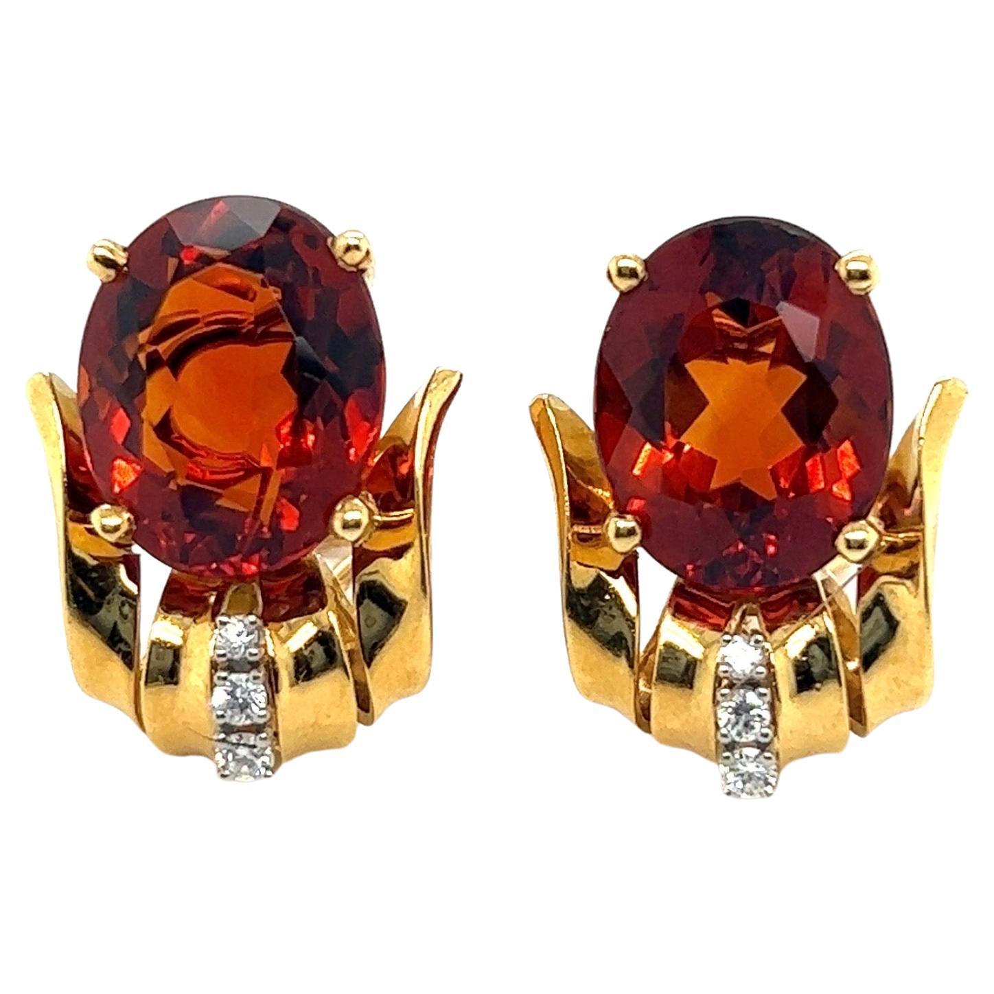 18 Karat Yellow Gold and Citrine Retro Earrings at 1stDibs