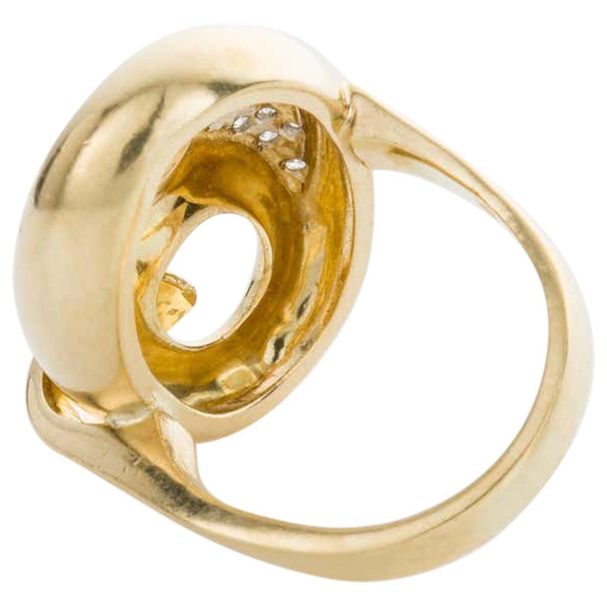 18 Karat Yellow Gold and Diamond Mariner Link Style Ring For Sale at ...