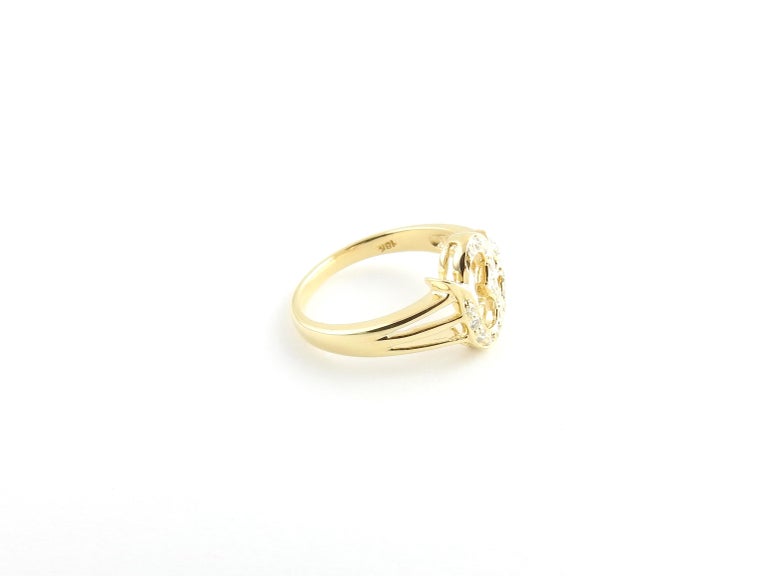 18 Karat Yellow Gold and Diamond Ohm Symbol Ring For Sale (Free ...