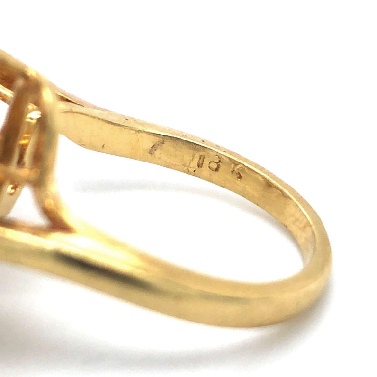 18 Karat Yellow Gold and Diamond Vintage Script Love Ring For Sale at ...