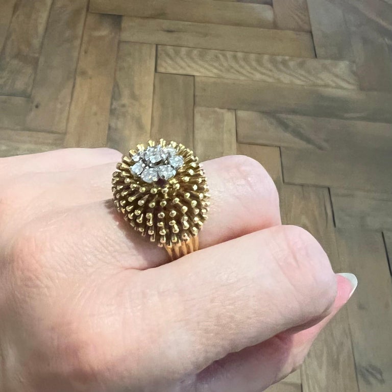 18 Karat Yellow Gold and Diamonds Cocktail Ring by Kutchinsky, 1965 at ...