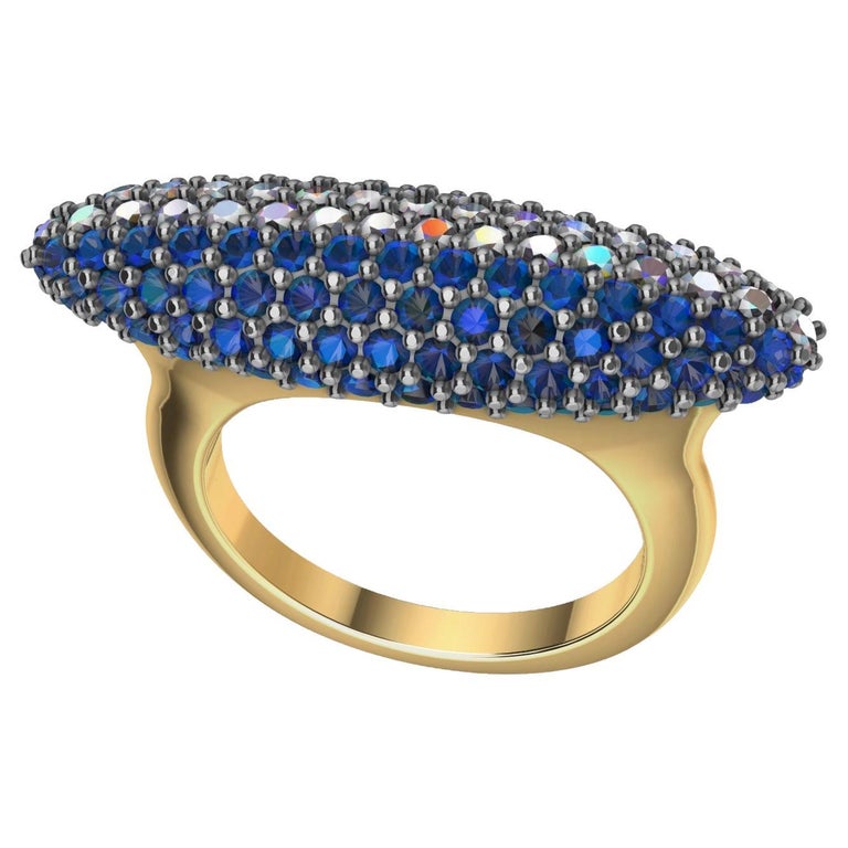 Customizable 18 Karat Yellow Gold and Platinum Sapphire and Diamonds ...