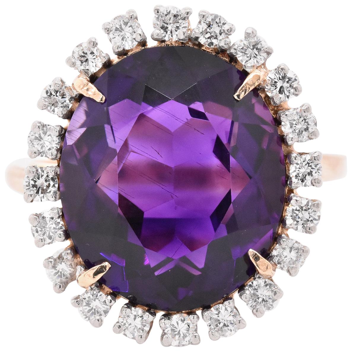 18 Karat Yellow Gold and Platinum Vintage F.F. Fleeger Amethyst and ...