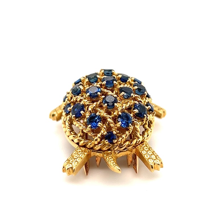 18 Karat Yellow Gold and Sapphire Turtle Brooch, by Cartier, circa 1950 ...