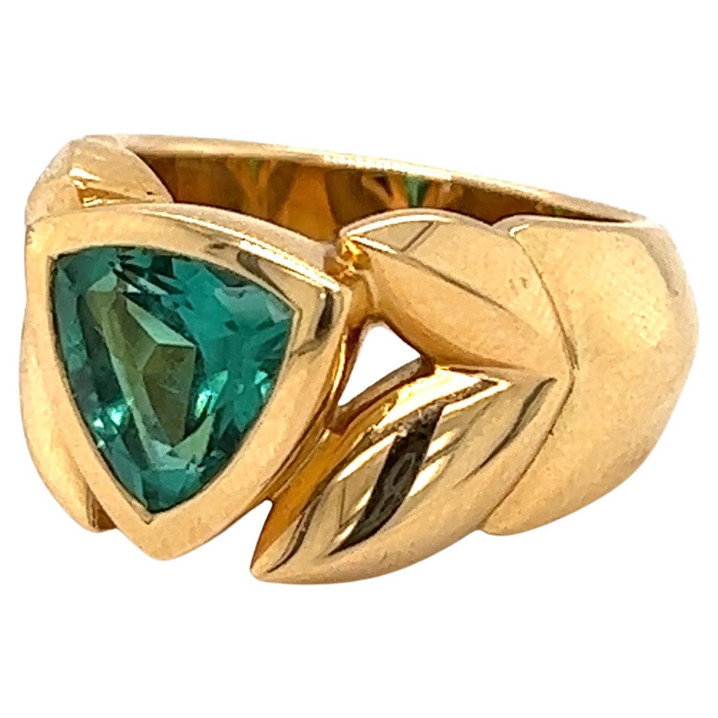 18 Karat Yellow and White Gold Tourmaline Ring at 1stDibs