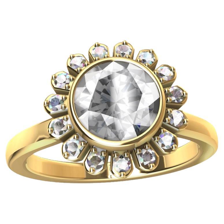 Customizable 18 Karat Yellow Gold Art Deco Hexagon GIA Diamond ...