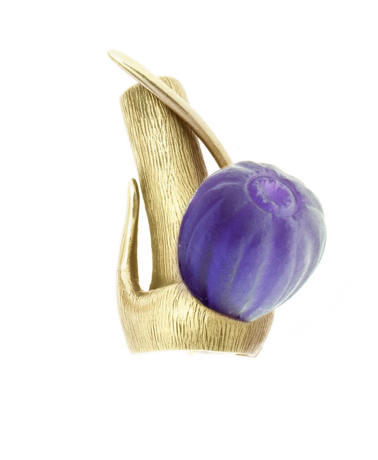 18 Karat Yellow Gold Art Nouveau Cocktail Fig Earrings with Amethysts ...